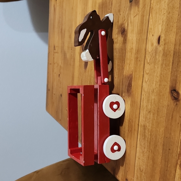 None | Holiday | Rabbit Pulling Red Wood Cart 275 Perfect For Easter ...